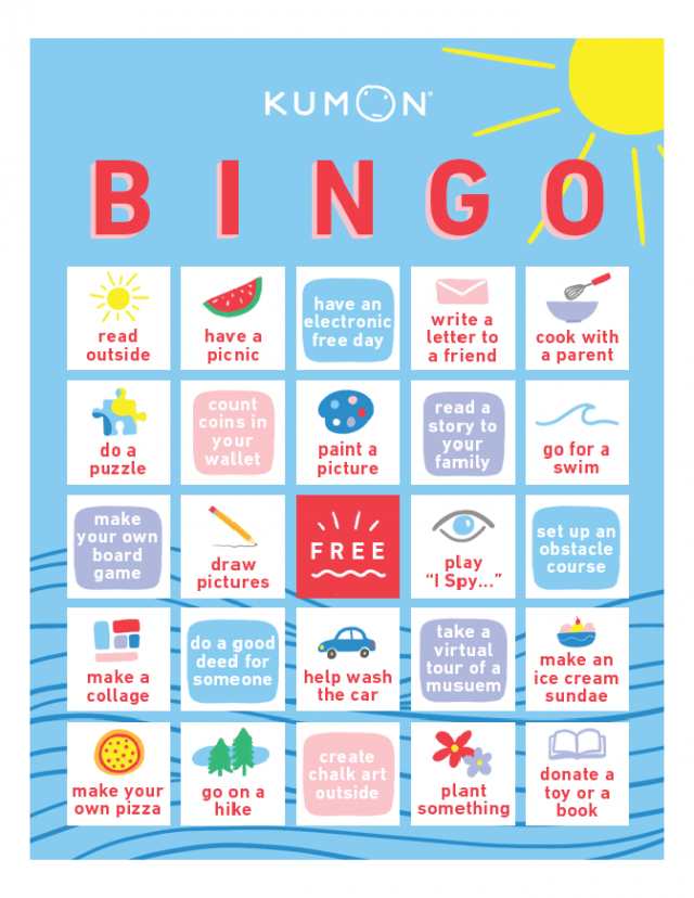 Kumon's Summer Bingo Board - Student Resources