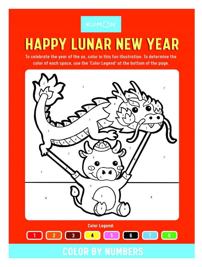 Kumon’s Lunar New Year Color-by-Number Activity - Student Resources
