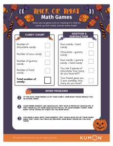Trick Or Treat Math Games Activity Sheet - Student Resources